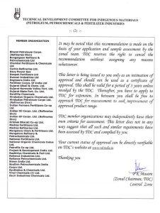 Our Approvals – DTPL PRODUCTS